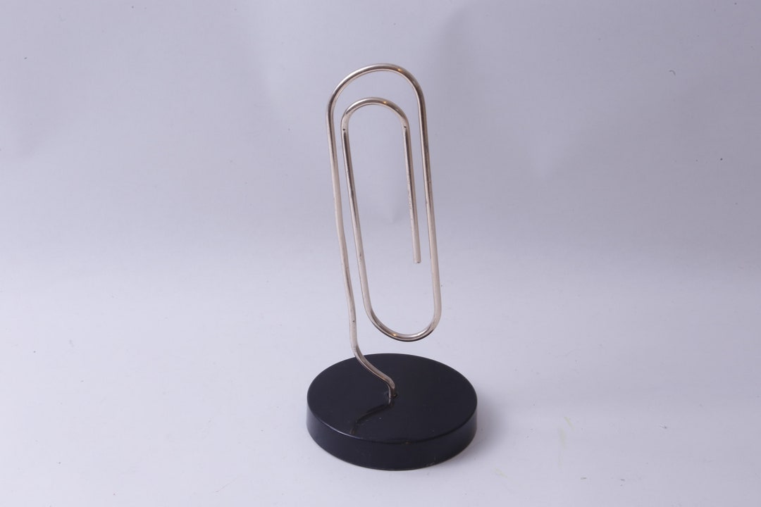 Golden Paper Clip, Black Stand, Letter Holder, 8 1/2" High, Office ...