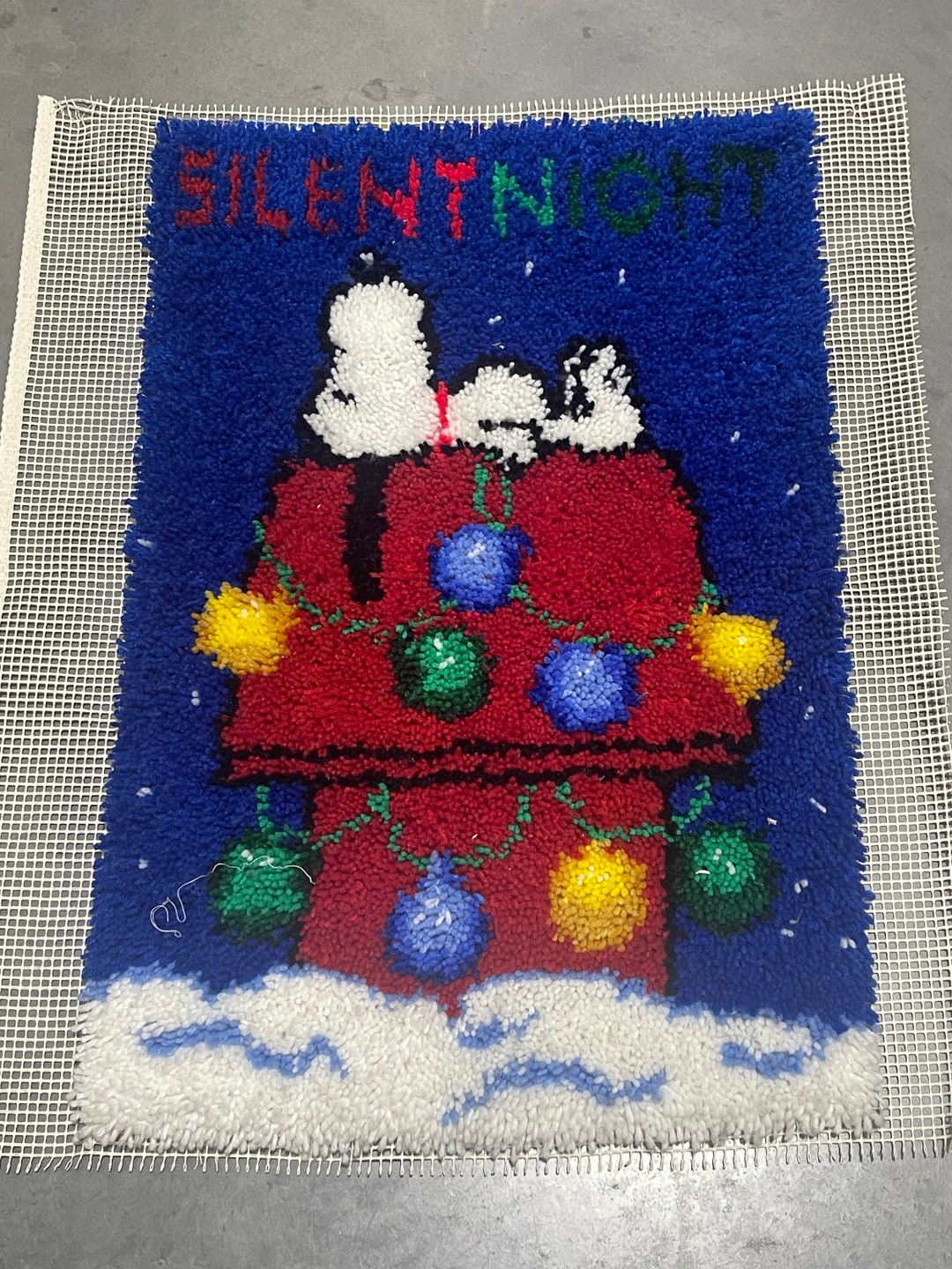 Snoopy, Silent Night, Christmas Latch Hook Rug, Peanuts, Winter ...