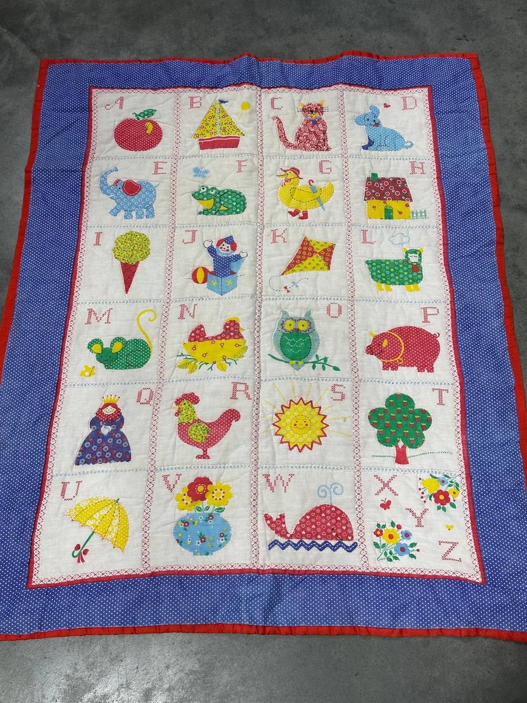 ABC, Alphabet, Baby Blanket, Nursery, Bedding, Decor, Vintage, ~ 250507 ...