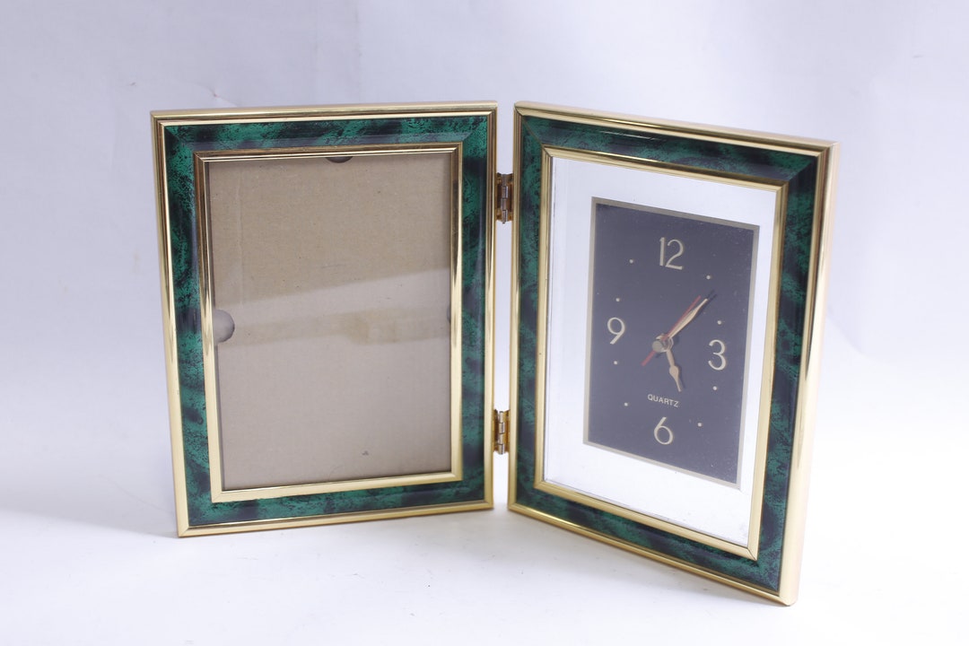Quartz, Fold Out, Table Clock, Photo Frame, 6.5x8.5", Vertical, 1980s ...