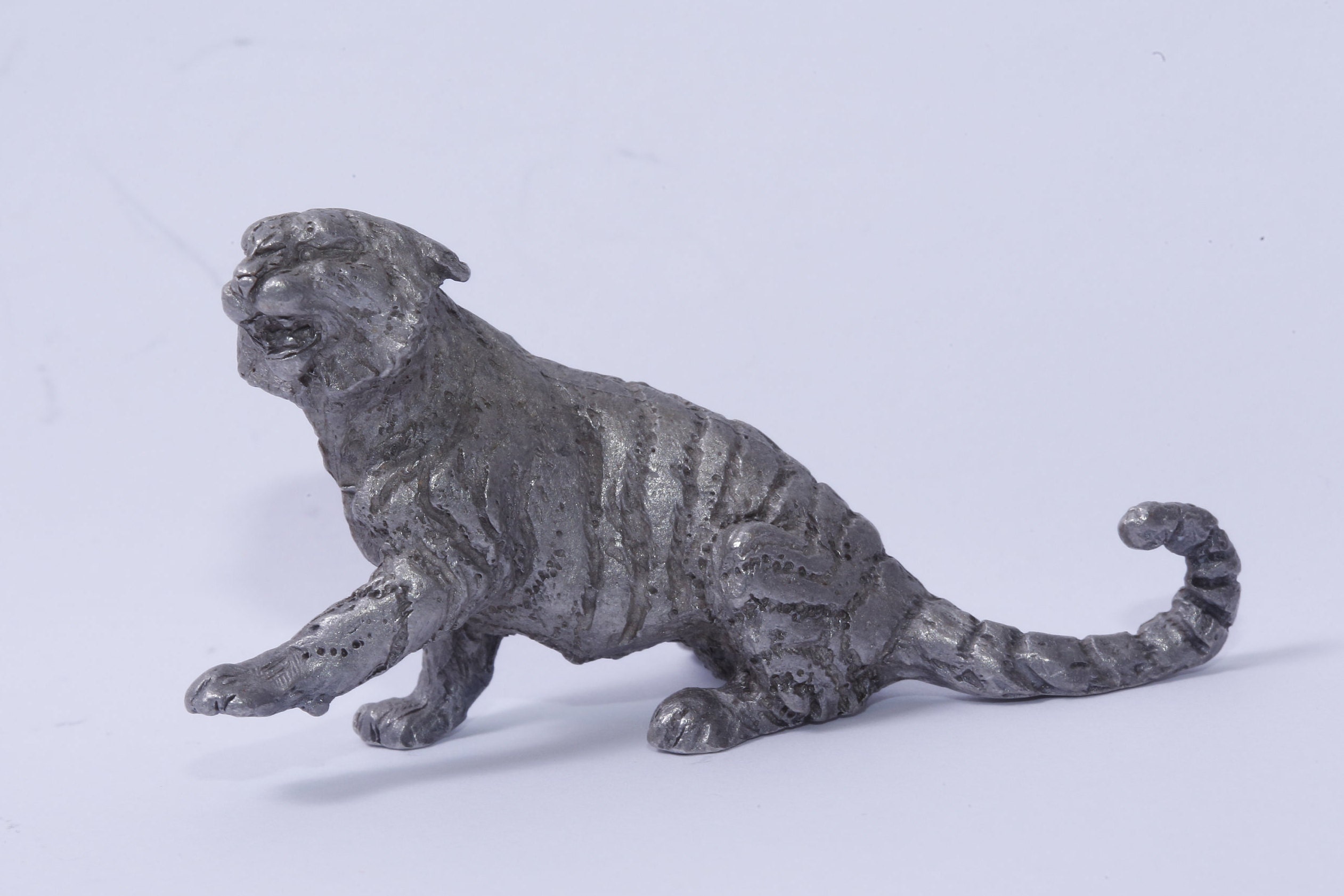 Tiger Sitting Miniature Pewter Figurine Statuette | Etsy