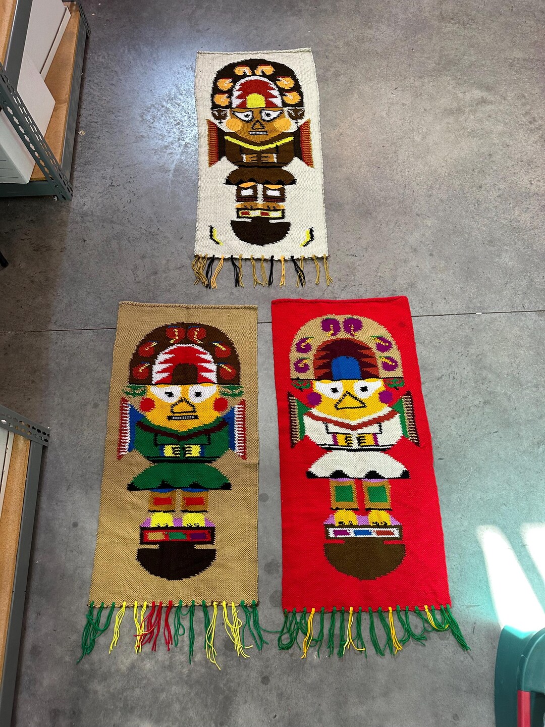 Aztec, Inca, Mayan, Tapestry Rug, Wall Hanging, Set of 3, Vintage ...