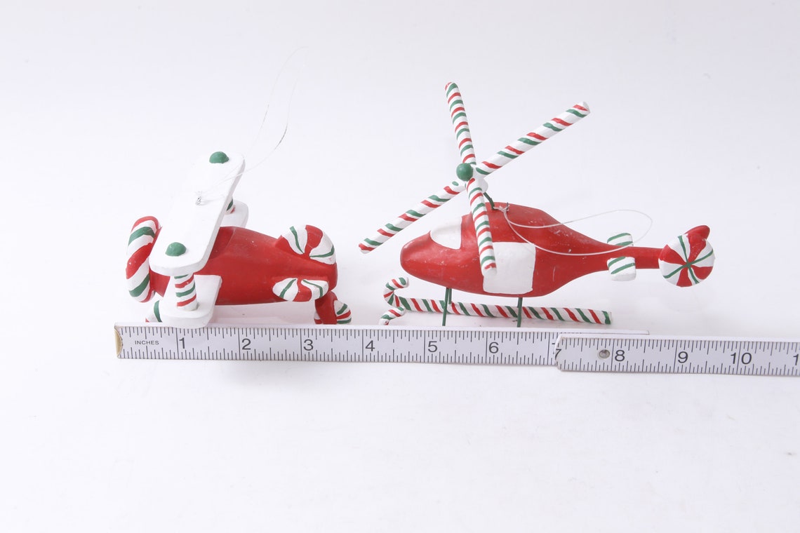 Christmas Candy Cane Helicopters Vehicles Ornaments - Etsy