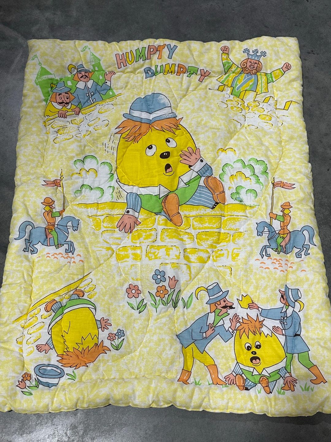 Humpty Dumpty, Vintage, Baby Blanket, Yellow, Quilt, Nursery, Bedding ...