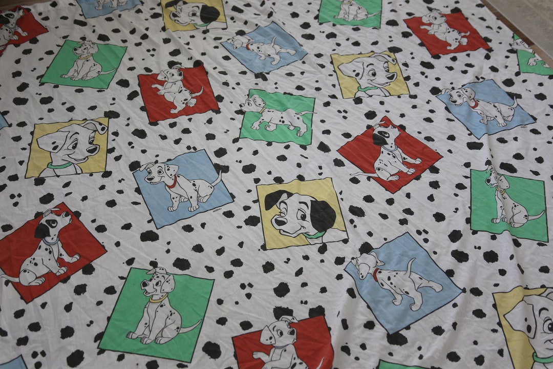Disney, 101 Dalmatiens, Chiots, Tissu, Drap de lit, Chambre d'enfant, Intérieur, Décor, vintage ...