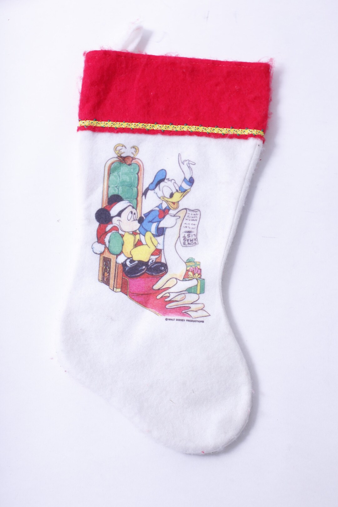 Santa Mickey Mouse With Donald Duck, Christmas Stocking, White-red, 15 ...