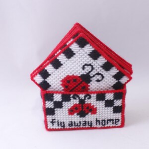 Fly Away Home, Plastic Canvas Needlepoint Coasters With Ladybugs, Set ...
