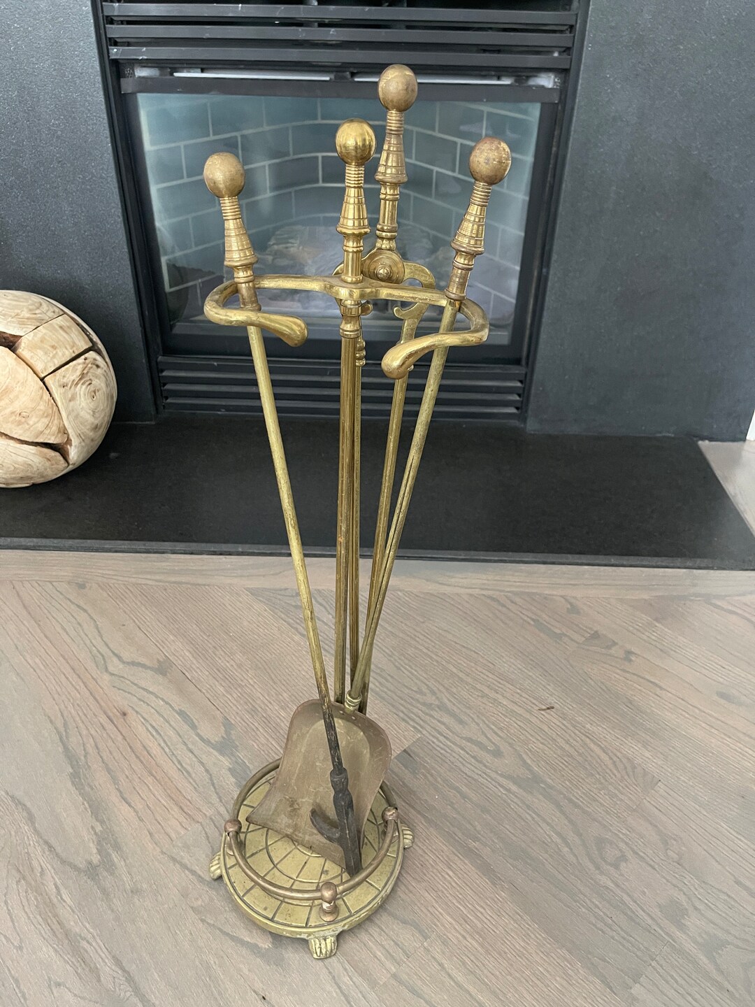 Vintage Metal Brass Fireplace Tools Set Elegant Design - Etsy