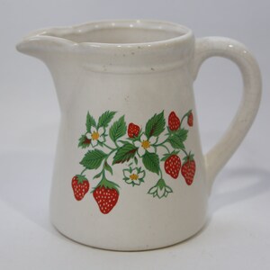 Strawberry Creamer, Pitcher Earthenware, White, Ceramic, 5", Home Decor ...