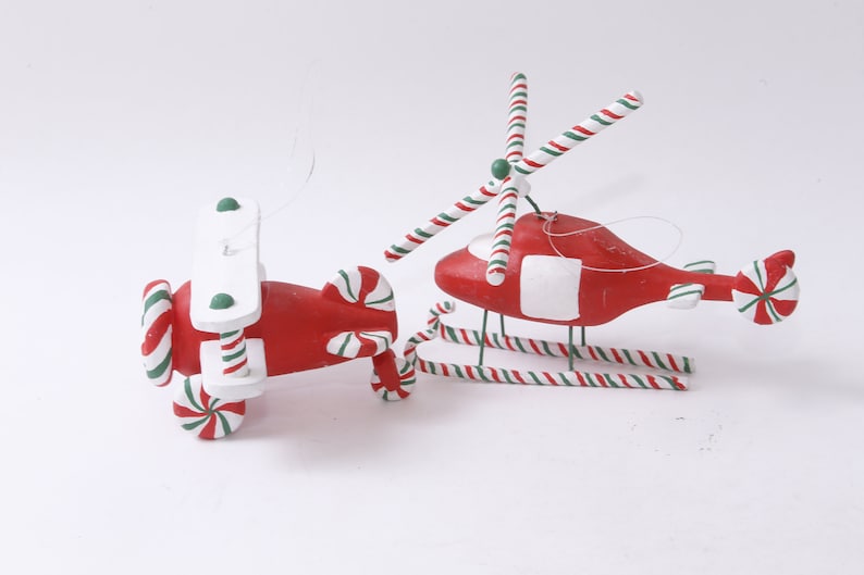 Christmas Candy Cane Helicopters Vehicles Ornaments - Etsy