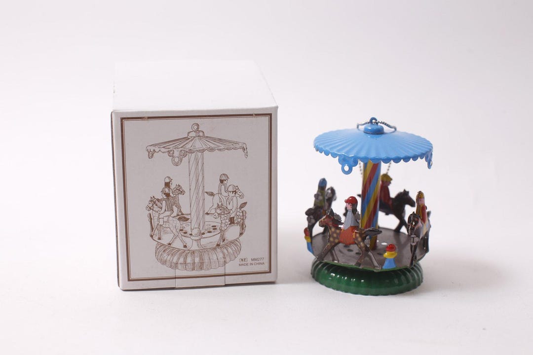 Schylling Horse Carousel Tin Toy Miniature Ornament Collectible Holiday ...