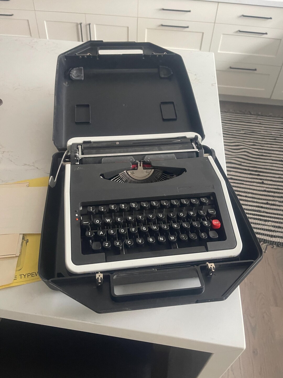 Omega 1300F, Portable Typewriter, Black Carry Case, Writing, Office ...