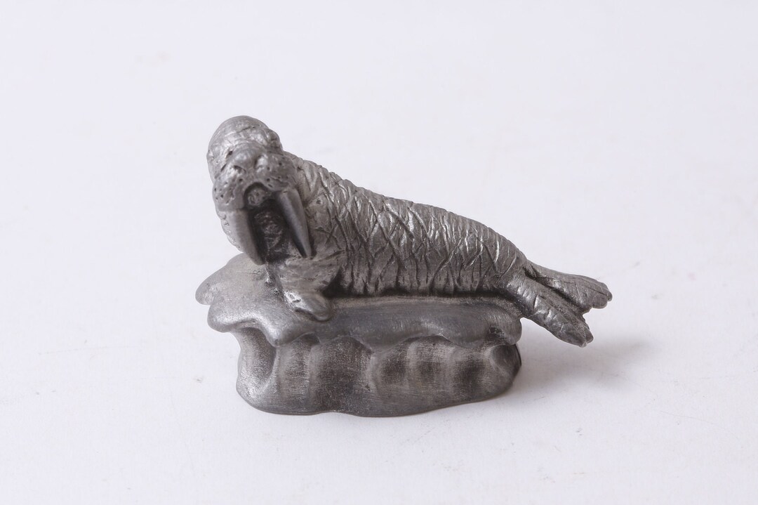 Walrus, Tiny, Pewter, Figurine, 1.5", Sea Animal, Miniature, Statuette ...