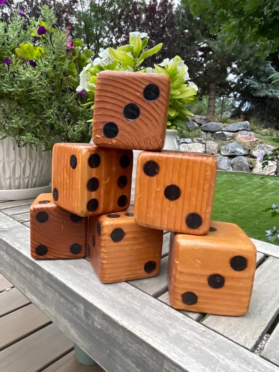 Vintage Large Wooden Dice, Set of Six, Huge Dice, Gaming, Decor, Wood ...