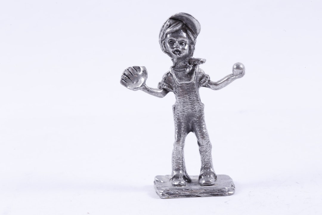 Baseball, Player, Boy, Little, Pewter, Figurine, Statuette, Interior ...