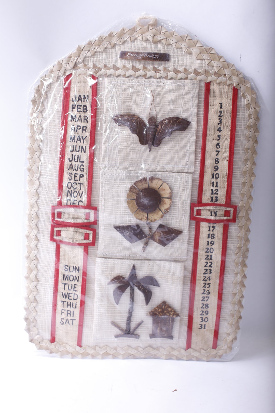 Philippines, Perpetual Calendar, Boho, Wall Hanging, Woven, Straw ...