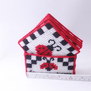 Fly Away Home, Plastic Canvas Needlepoint Coasters With Ladybugs, Set ...