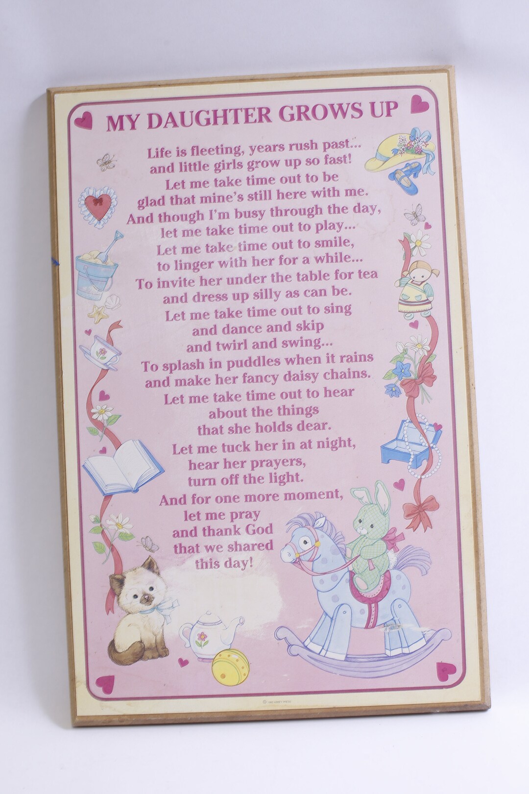 My Daughter Grows Up, Plaque, Poem, Pink Background, 9 X 13 1/2", Wall ...