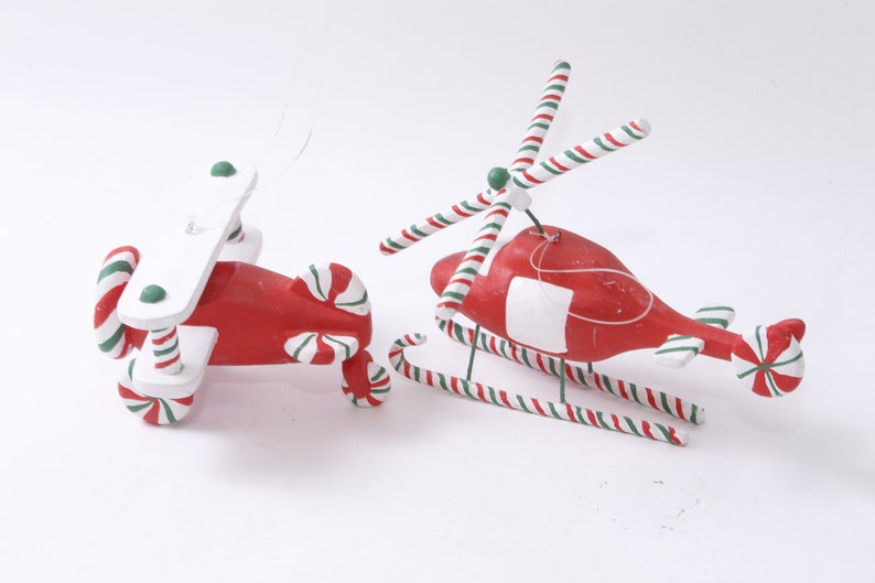 Christmas Candy Cane Helicopters Vehicles Ornaments - Etsy