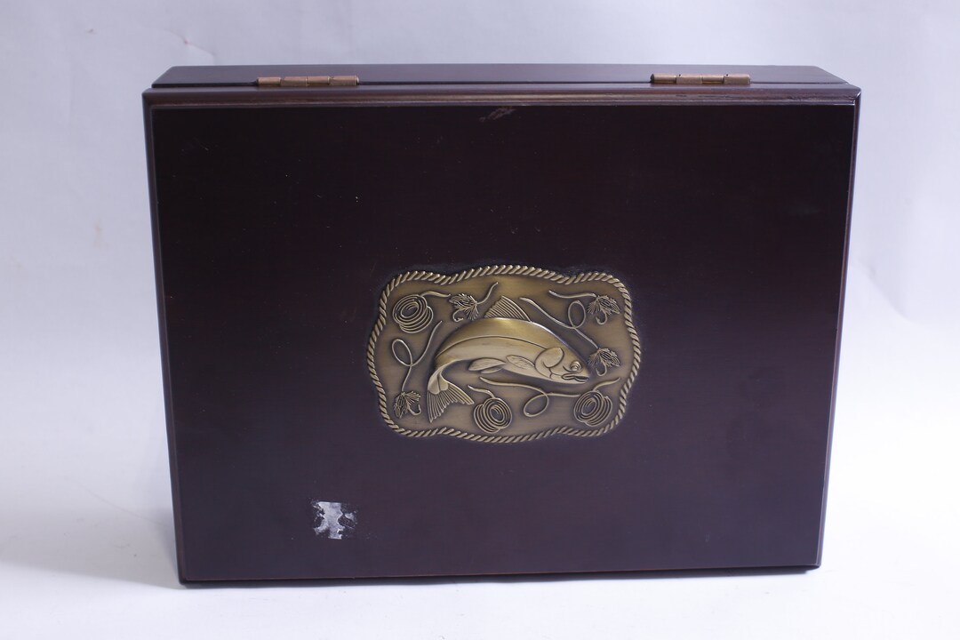 Vintage, Bass, Wooden Gift Box, Fisherman, Fishing, Deep Color, Fine ...