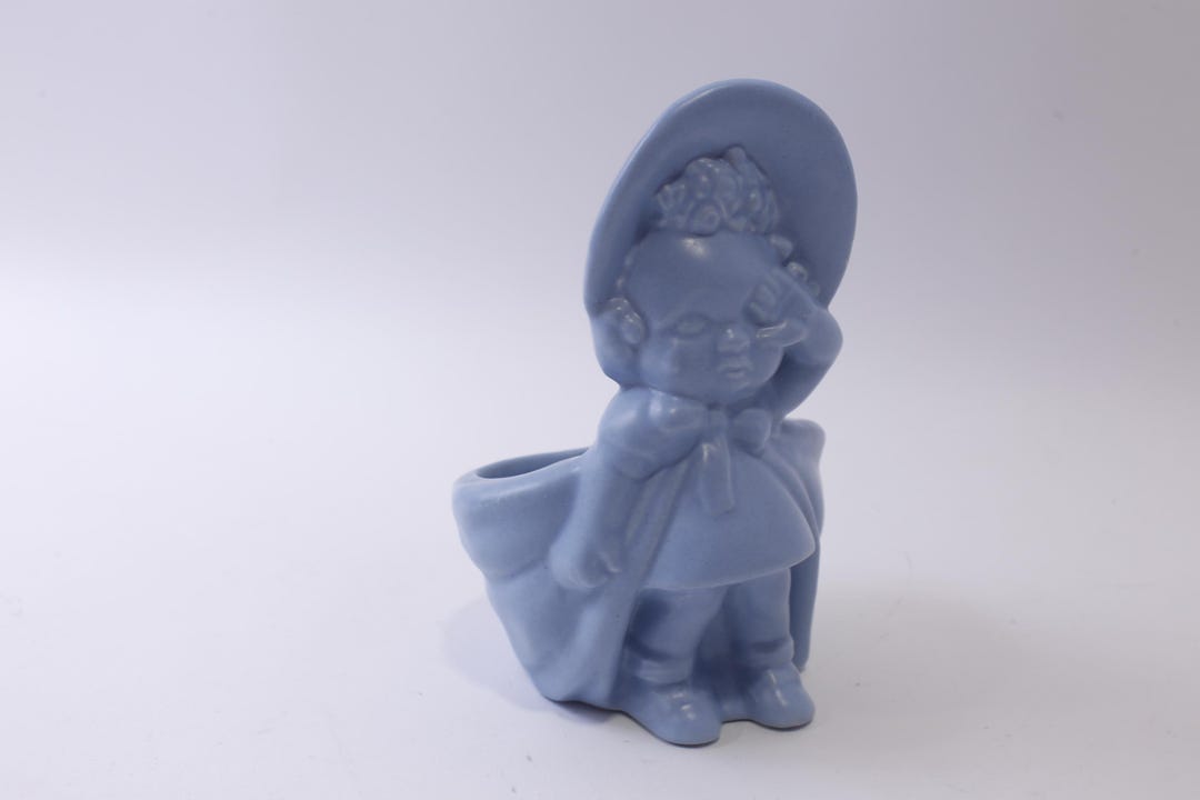 Haeger, Crying Baby Girl With Bonnet, Blue Planter, Ceramic, Pottery ...