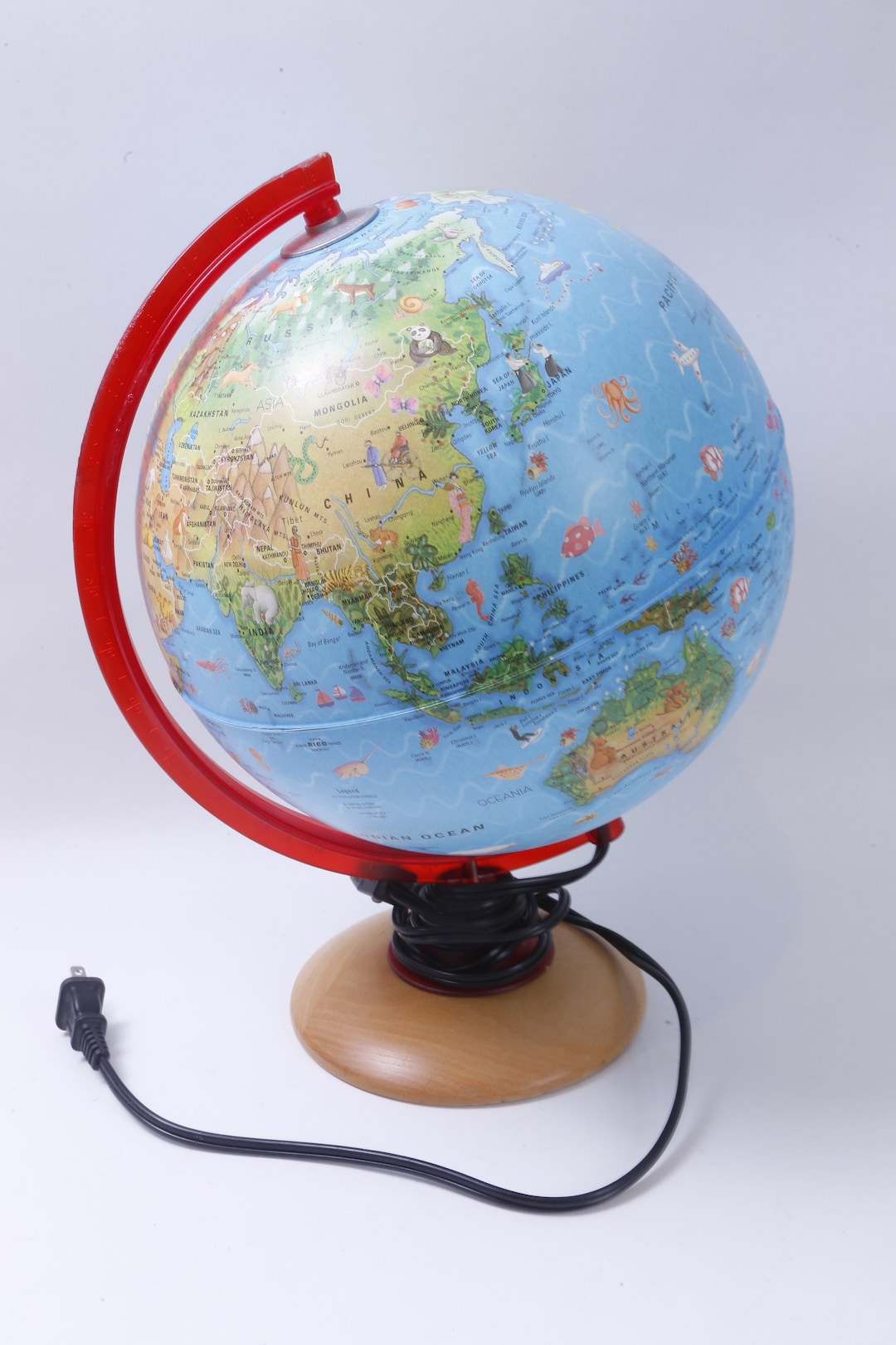 Globe, Earth, Physical, 1990s, Political Map, Landmarks, Animals, 15 ...