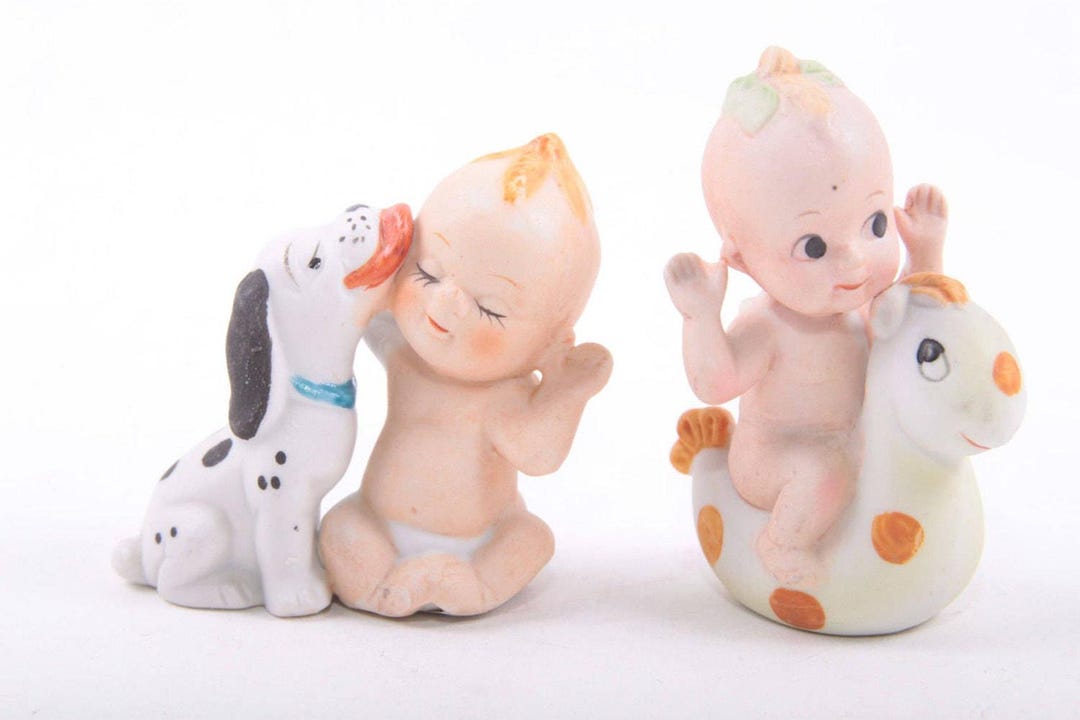 Kewpie Collectibles Baby Figurines Dog Pool Toy Playing Cute Made in ...
