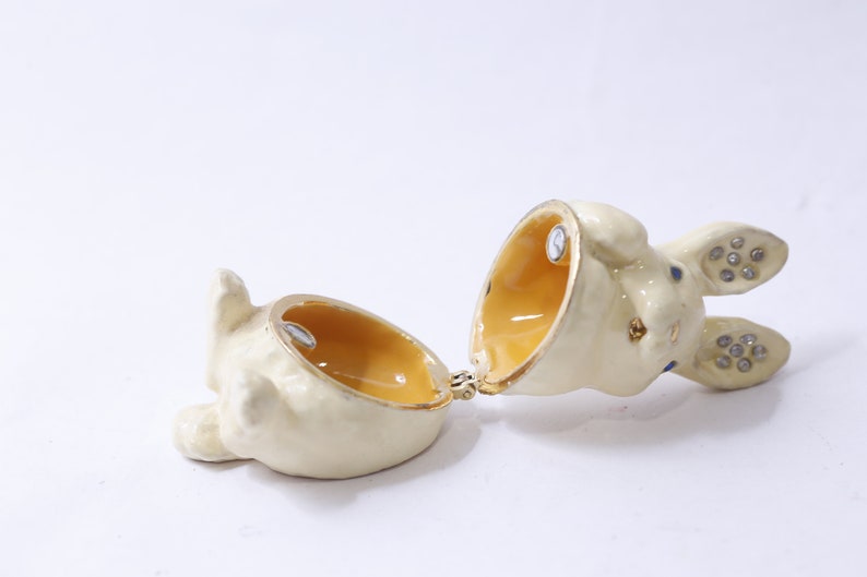 Little Bejeweled Enameled Rabbit Trinket Box With Rhinestones ...