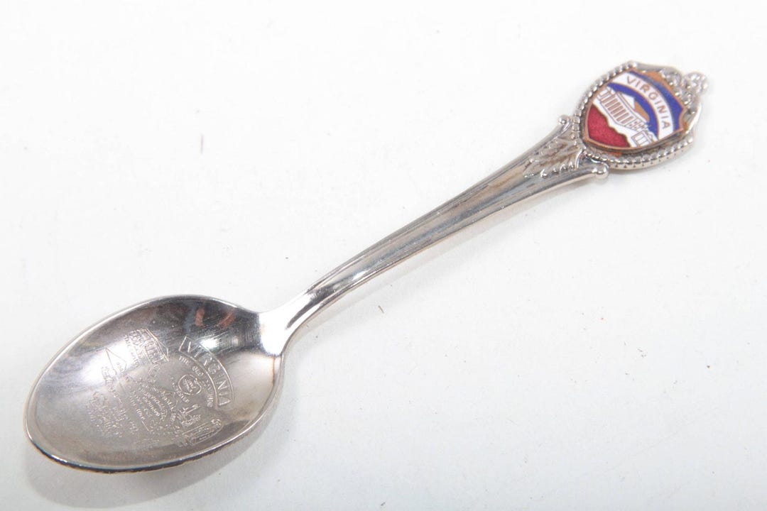 Vintage Spoon Souvenir Antique Metal Silver Tone Virginia Enameled ...