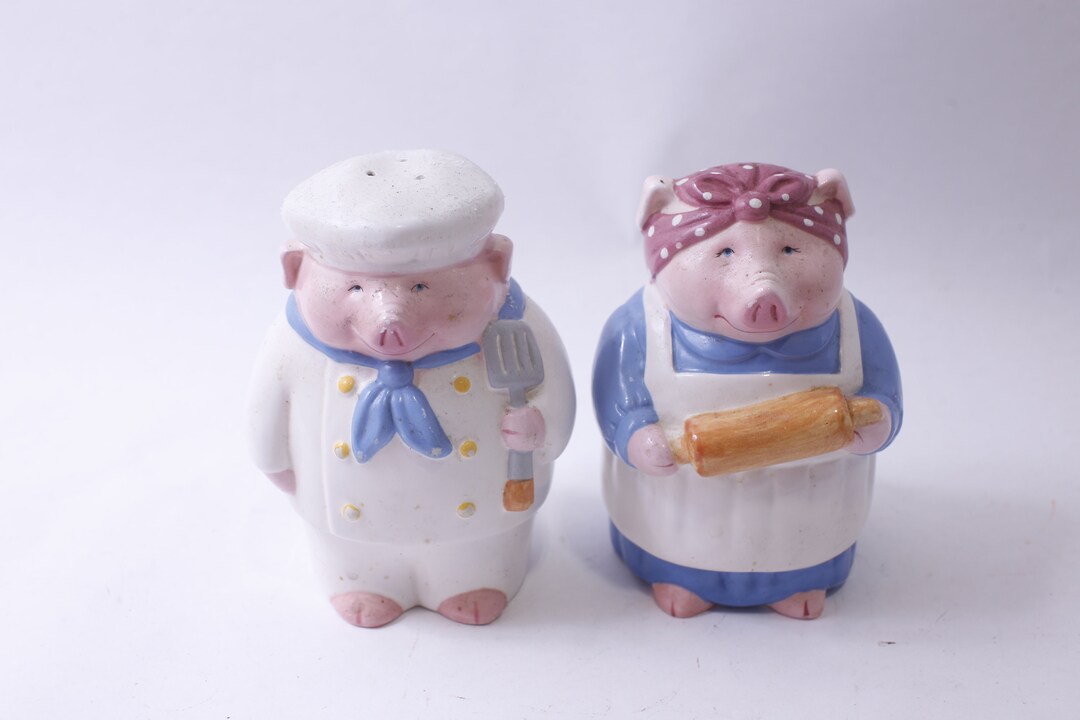 Baker and Chef Pigs, Salt and Pepper Shakers, 5 Inches, Kitchen, Dining ...