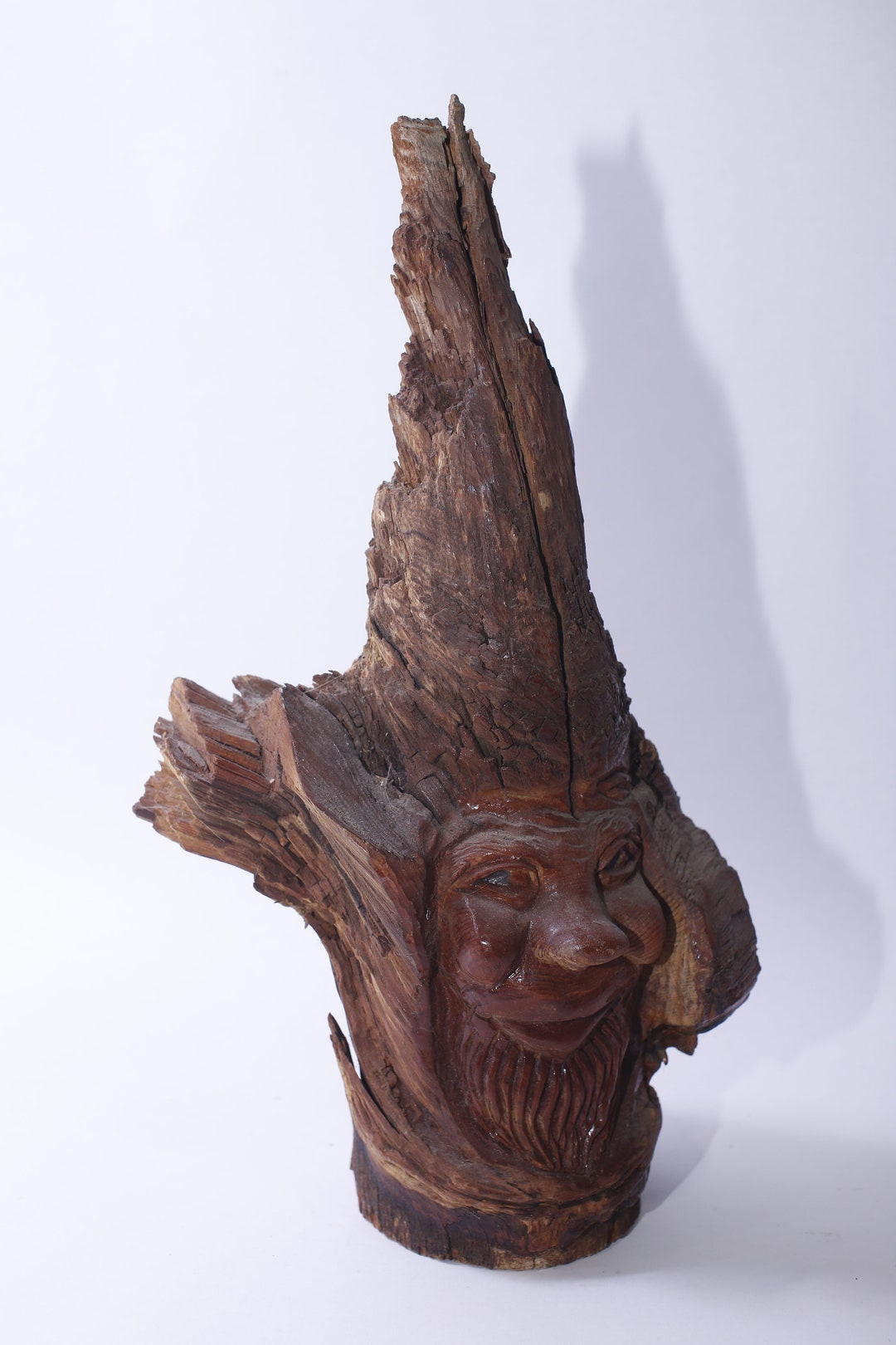 Wood Spirit, Gnome Face, Wooden Figure, Hand Carved, 14 1/2", Art ...