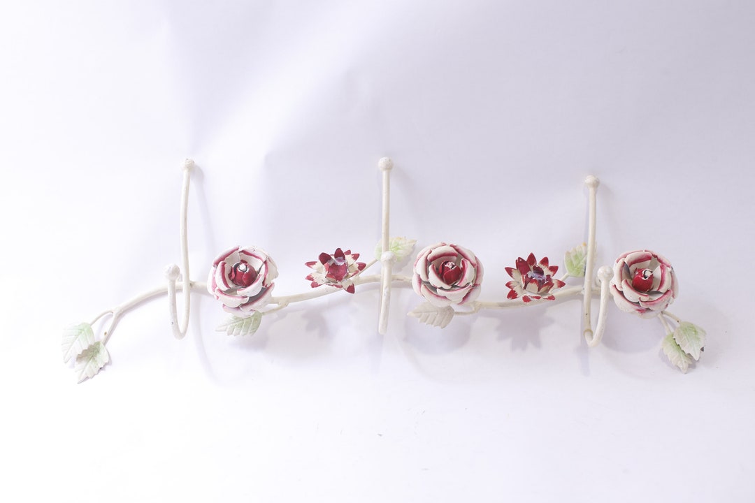 Anthropologie Metal Toleware Floral Hooks, 20 Inches, Roses, Flowers ...