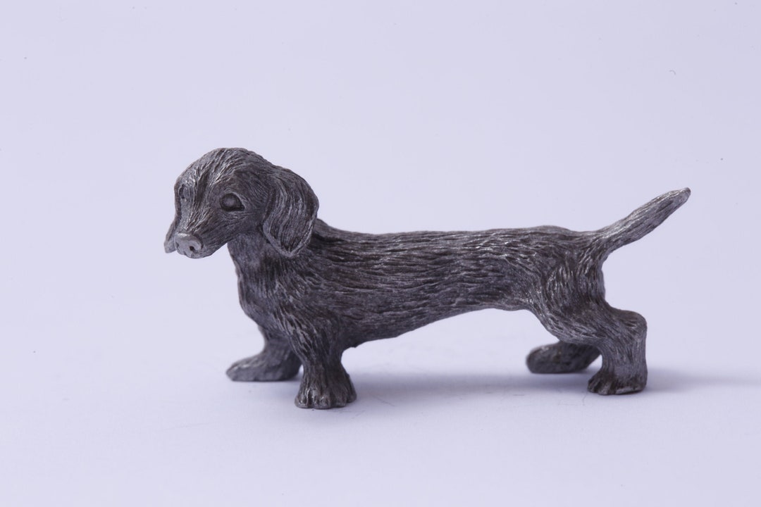 Dachshund, Dog, Standing, Little, Pewter, Figurine, Animal, Statuette ...