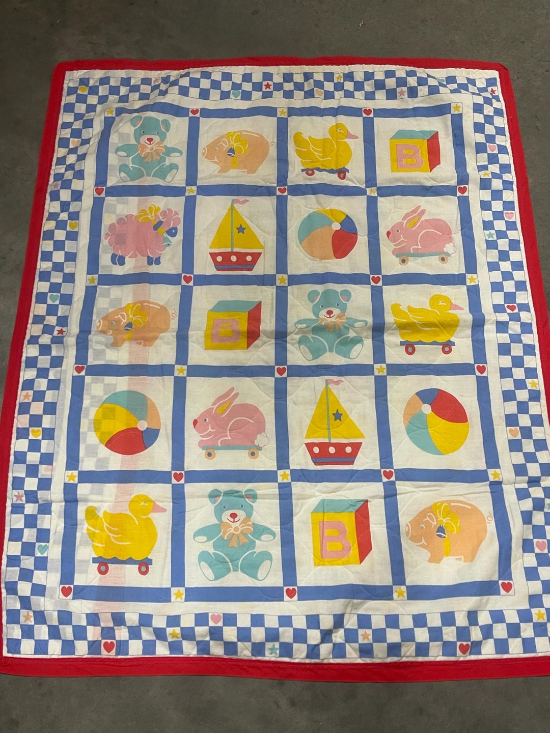 80s 90s Vintage Baby Blanket With Cute Baby Toys, Playpen Insert ...