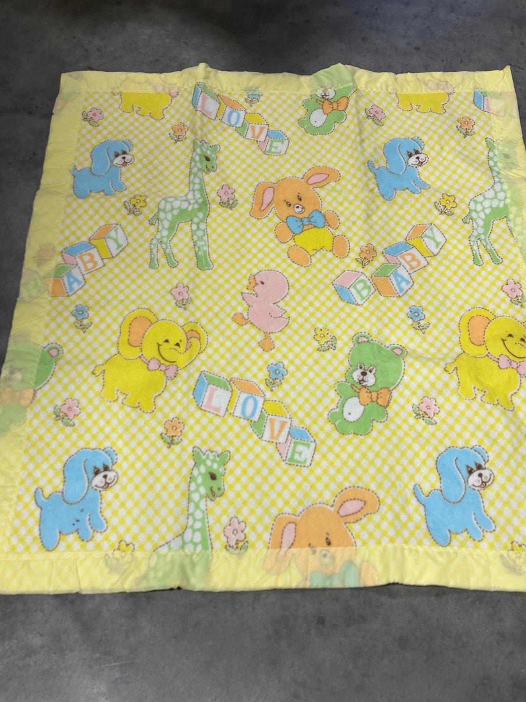 Beacon, Baby Blanket, Yellow, Cute Animals, Vintage, Nursery, Bedding ...