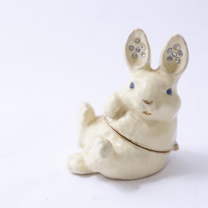 Little Bejeweled Enameled Rabbit Trinket Box With Rhinestones ...