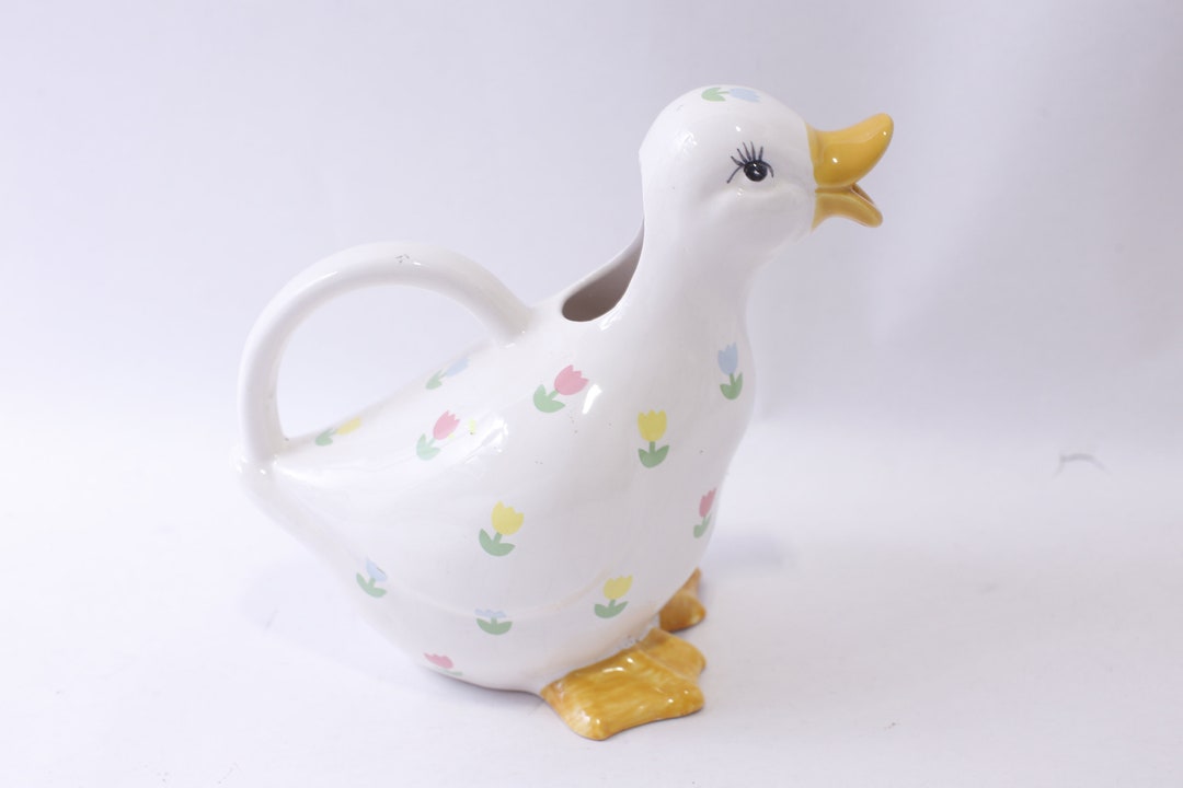 Ceramic Duck Pitcher, Watering Can, 1980s, Enesco, 8 Inches, Plants ...