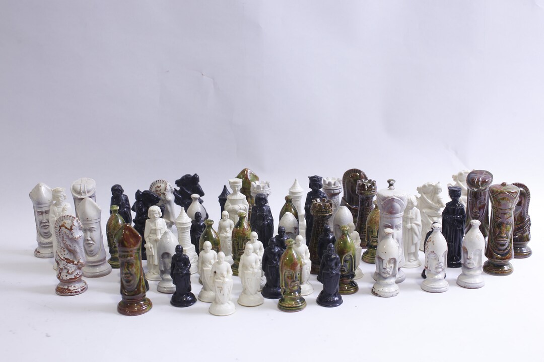 Huge Collection of Vintage Chess Pieces - Marble, Porcelain, and ...