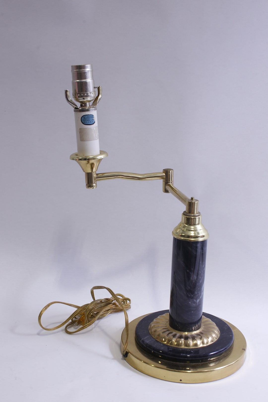 Brass Swivel Desk Lamp With Green Marble, Vintage, Retro, Art Deco ...