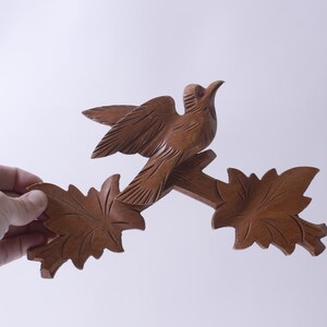 Wooden Cuckoo Clock Topper, Bird and Leaves, Hand Carved, Replacement ...