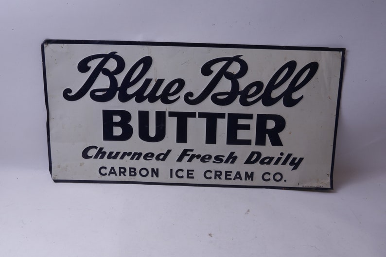 Blue Bell Butter, Ice Cream, HUGE, Vintage, 24 X 12", Sign, Metal Sign ...