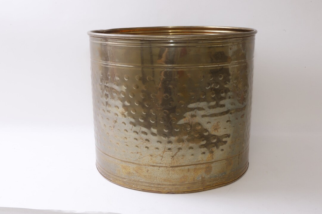 Huge Brass Planter, 80s, Garbage Can, Hammered, Metal, Can, Pot, Baking ...