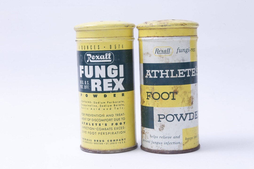 Antique Tin Rexall, Athlete's Foot Powder, Round, Cylinder, Metal, Box ...