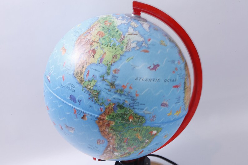 Globe Earth Physical 1990s Political Map Landmarks | Etsy