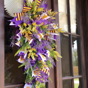 Extra Large LSU Wreath for Door, Louisiana State University Football ...