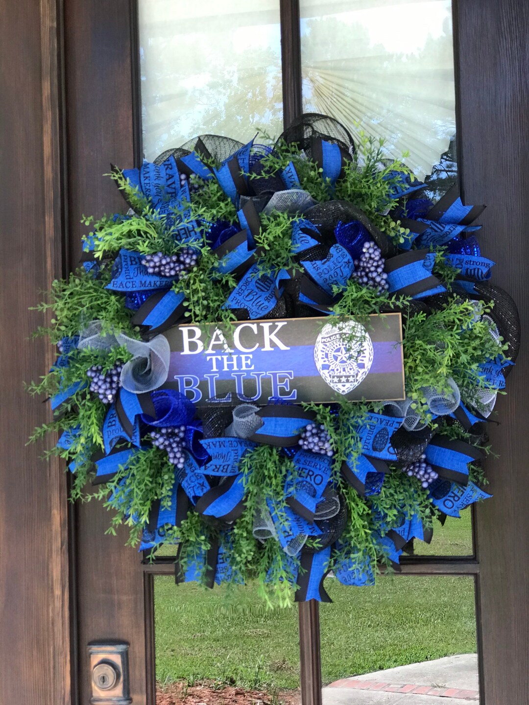 Support Law Enforcement Wreath, Back the Blue, Police Officers Wreath ...