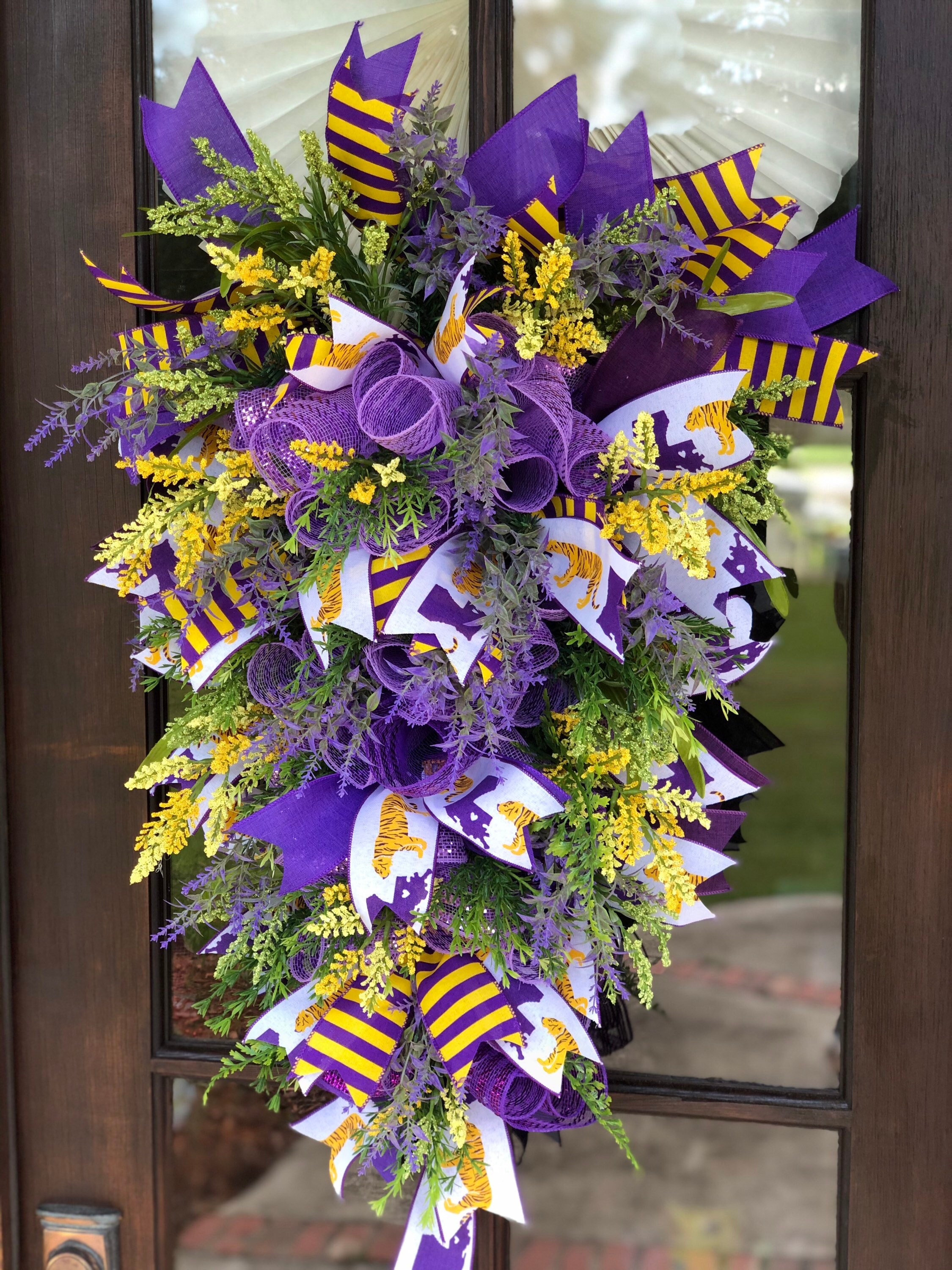 Extra Large LSU Wreath for Door, Louisiana State University Football ...