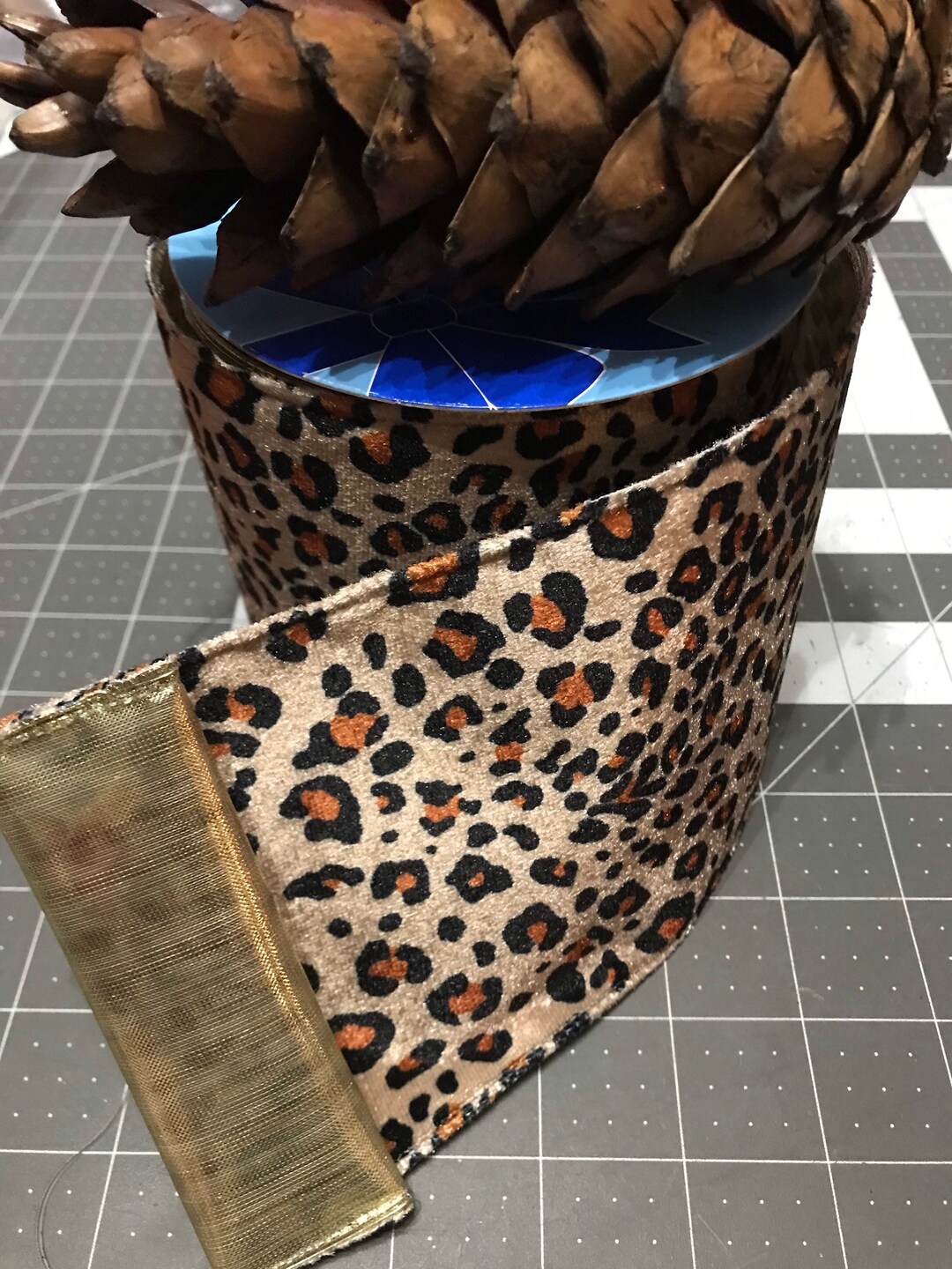 Velvet Leopard Ribbon, 4” Leopard Ribbon, 10 Yds, Cheetah With Gold ...