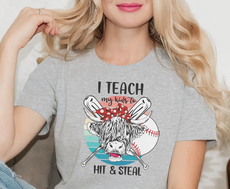 Cute Softball Mom Highland Cow T Shirt Highland Cow Baseball - Etsy