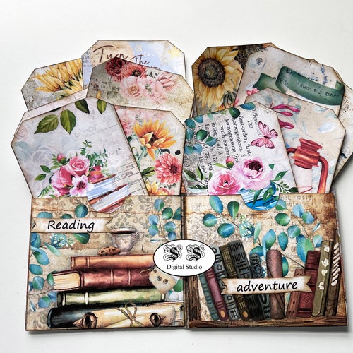 24 Book Themed Tags Loaded Pocket Tags Junk Journal Kit - Etsy